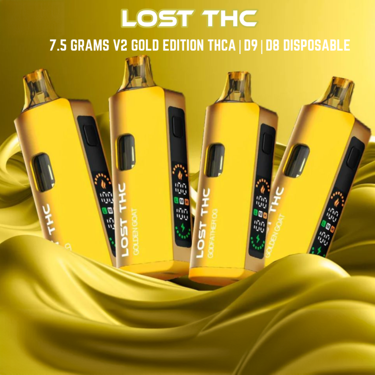 LOST THC V2 Gold Edition THCA+D9+D6+THCP 7500mg Disposable Display of 5