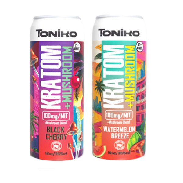 Toniko Kratom + Mushroom Infused Seltzer Drink Pack Of 12 (100MG)