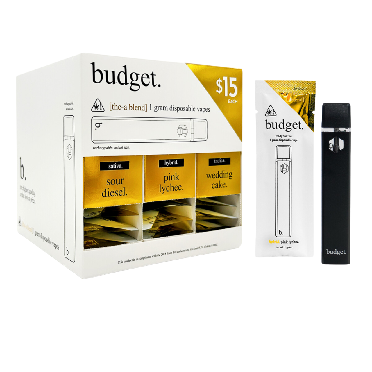 BUDGET THCA BLEND-D8-HHC VARIETY PACKS 1G DISPOSABLE DISPLAY OF 30
