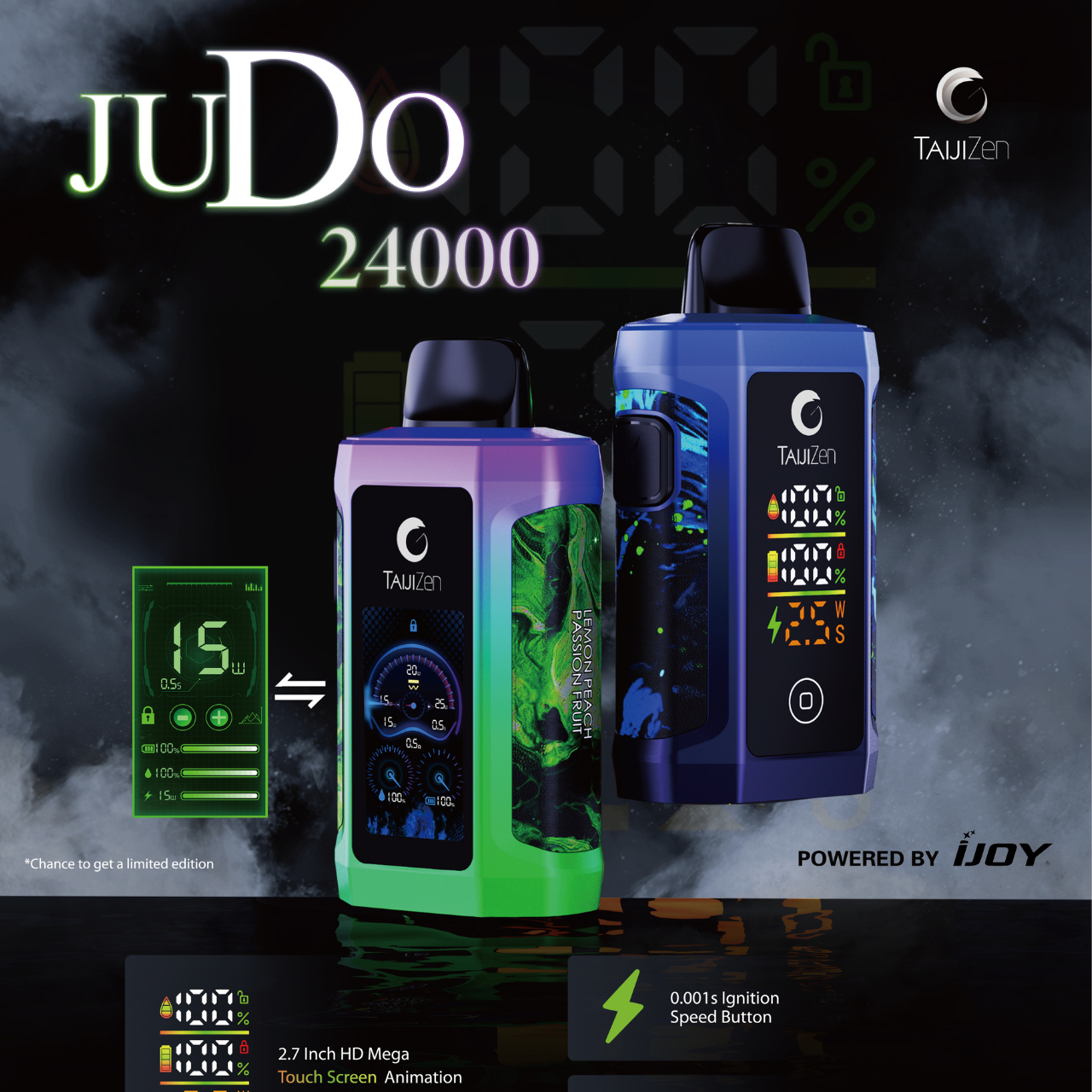 TAIJIZEN JUDO BY IJOY 24000 PUFFS 25ML DISPOSABLE DISPLAY OF 5