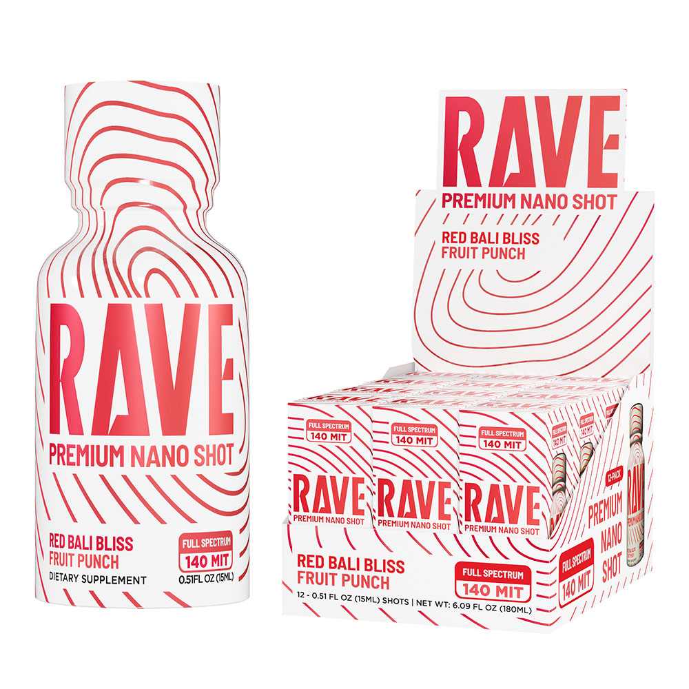 Rave Kratom Full Spectrum Premium Nano Shot Display Of 12 (140MIT)