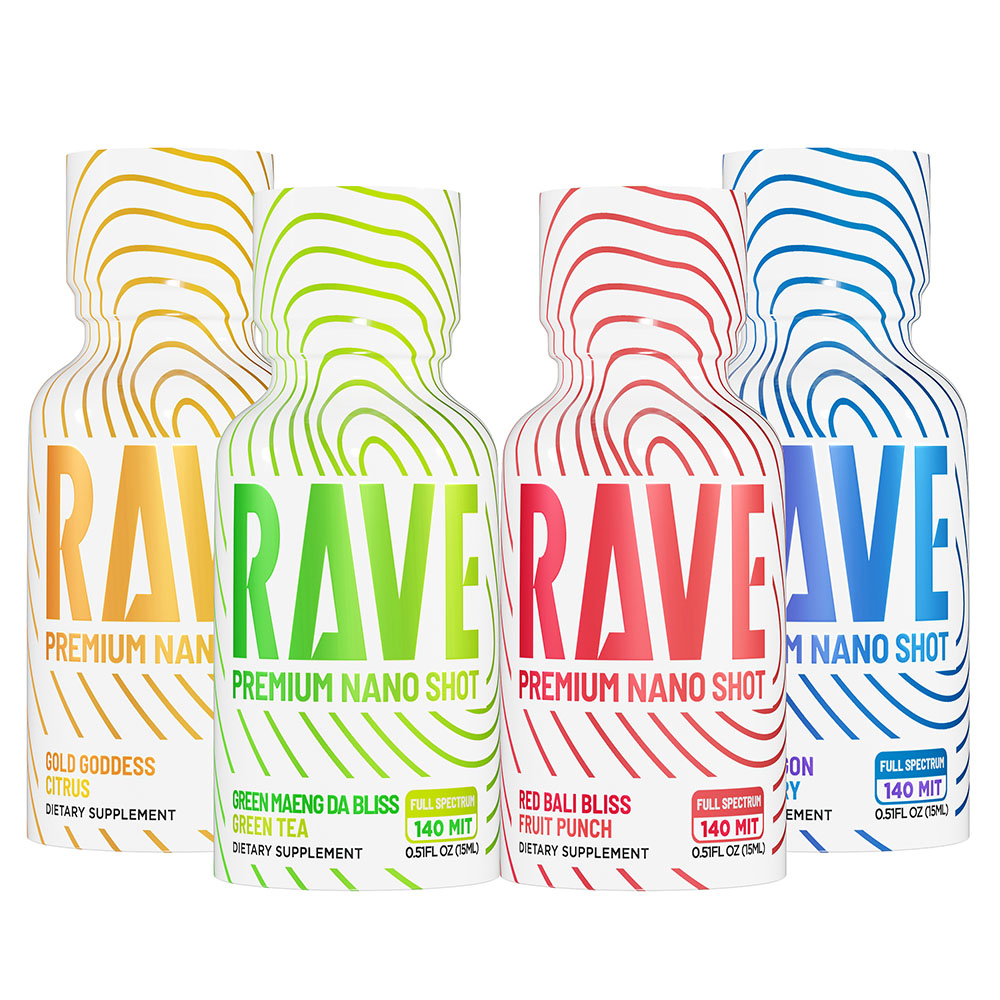Rave Kratom Full Spectrum Premium Nano Shot Display Of 12 (140MIT)